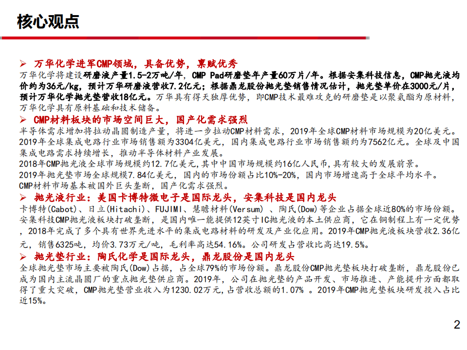 万华化学-深度报告之十：禀赋优秀，进军CMP抛光垫和抛光液领域-20200912.pdf | 先导研报