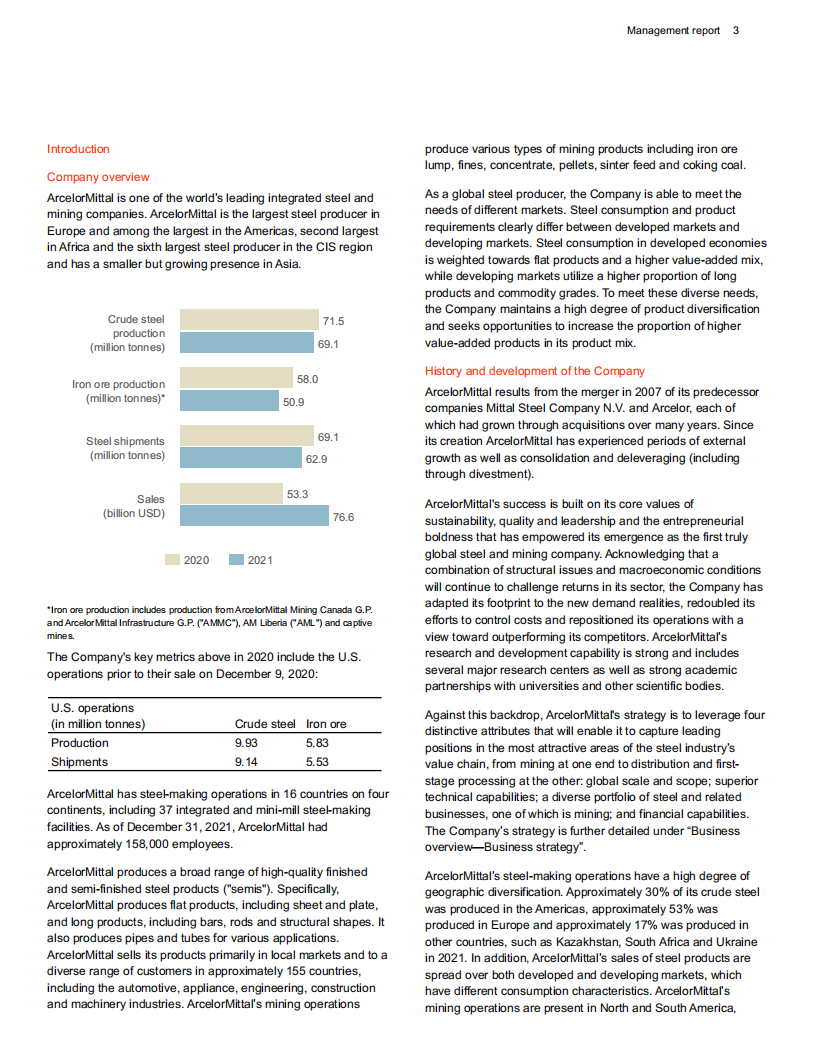 安赛乐米塔尔（ARCELORMITTAL）2021年年度报告（英文版）.pdf | 先导研报