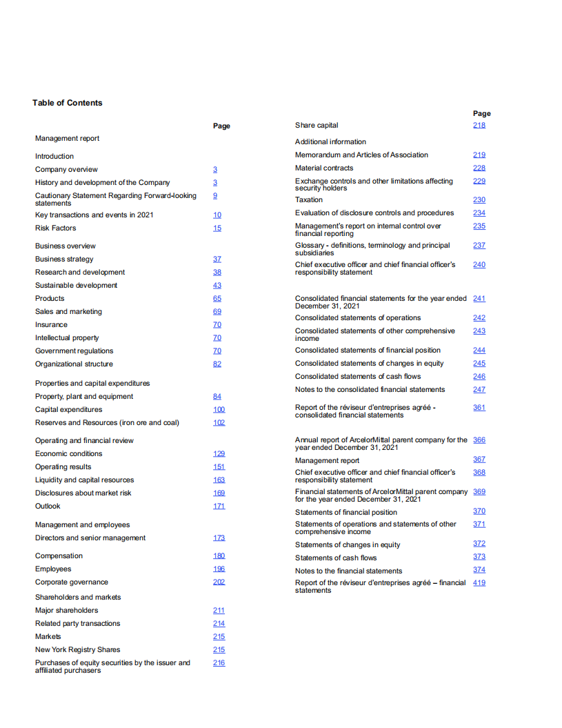 安赛乐米塔尔（ARCELORMITTAL）2021年年度报告（英文版）.pdf | 先导研报