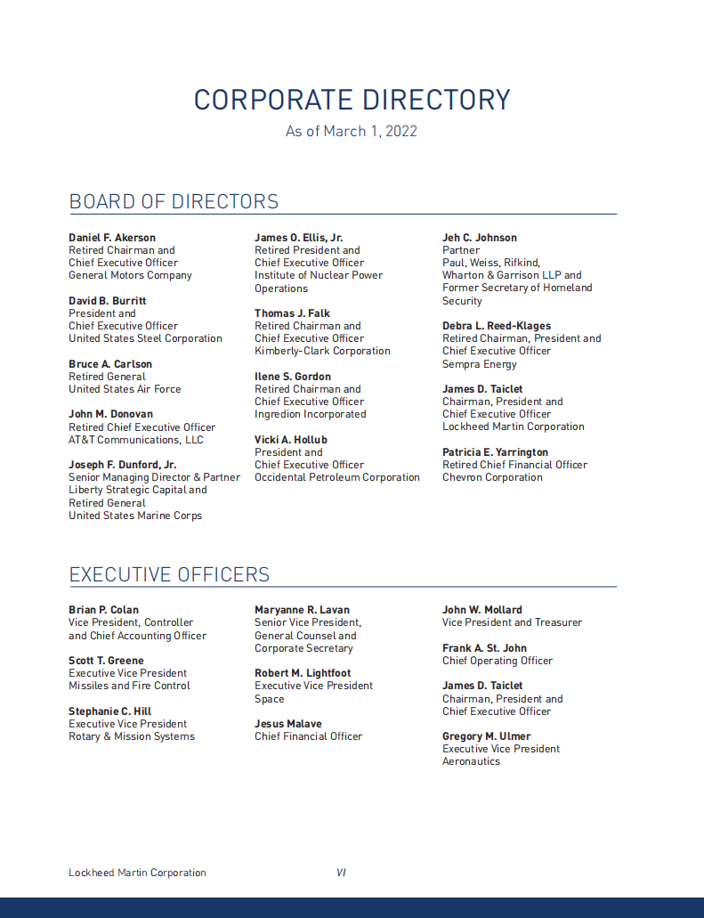 洛克希德－马丁（LOCKHEED MARTIN）2021年年度报告（英文版）.pdf | 先导研报