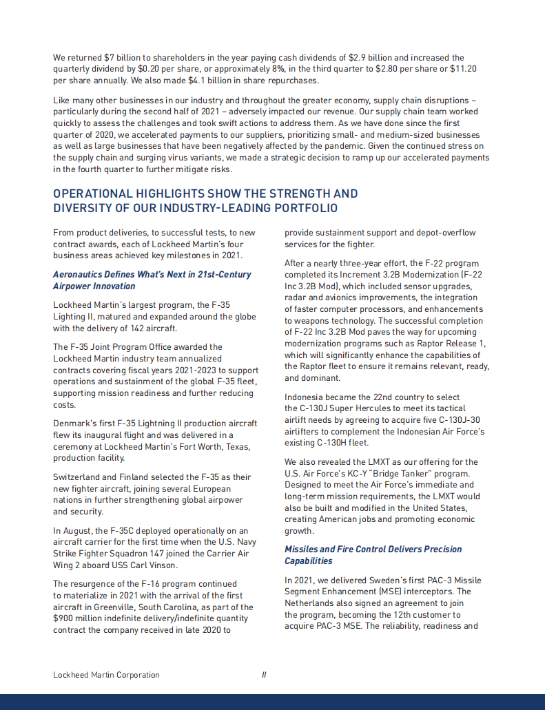 洛克希德－马丁（LOCKHEED MARTIN）2021年年度报告（英文版）.pdf | 先导研报