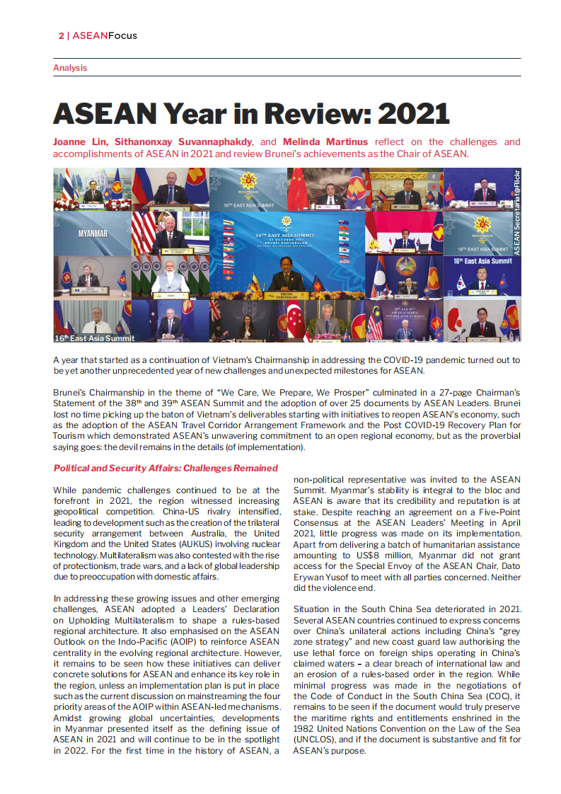 新加坡东南亚研究所（ISEAS）：2022年第1期聚焦东南亚-东盟贸易、旅游和旅行的重新开放（英文版）.pdf | 先导研报