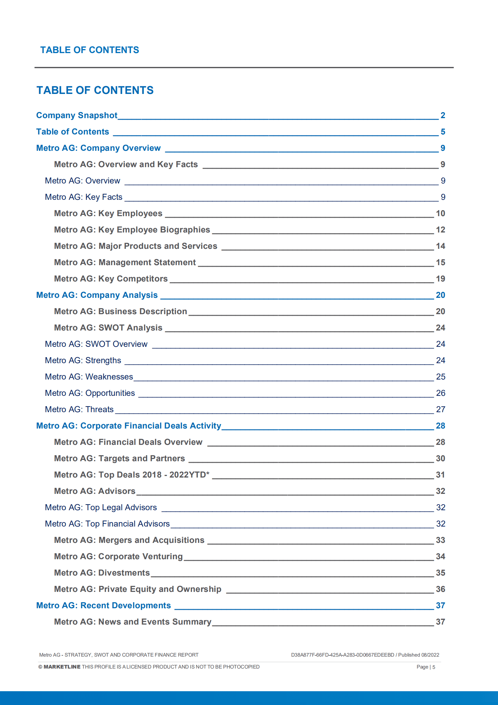 MarketLine：麦德龙（METRO）公司发展概况、SWOT与财务状况深度分析报告（英文版）.pdf | 先导研报