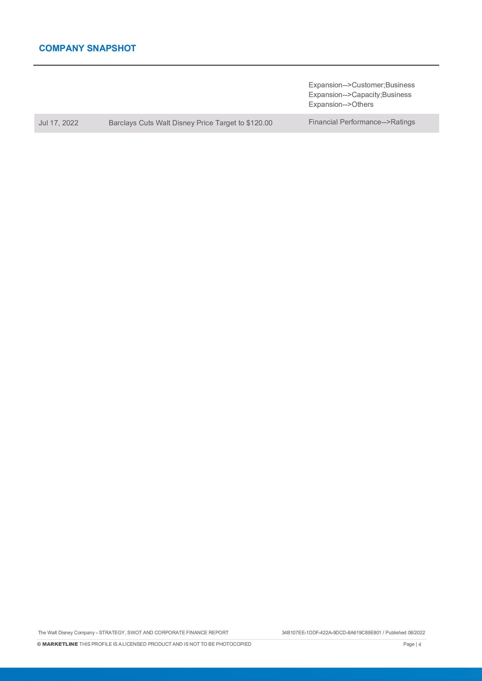 MarketLine：华特迪士尼公司发展概况、SWOT与财务状况深度分析报告（英文版）.pdf | 先导研报