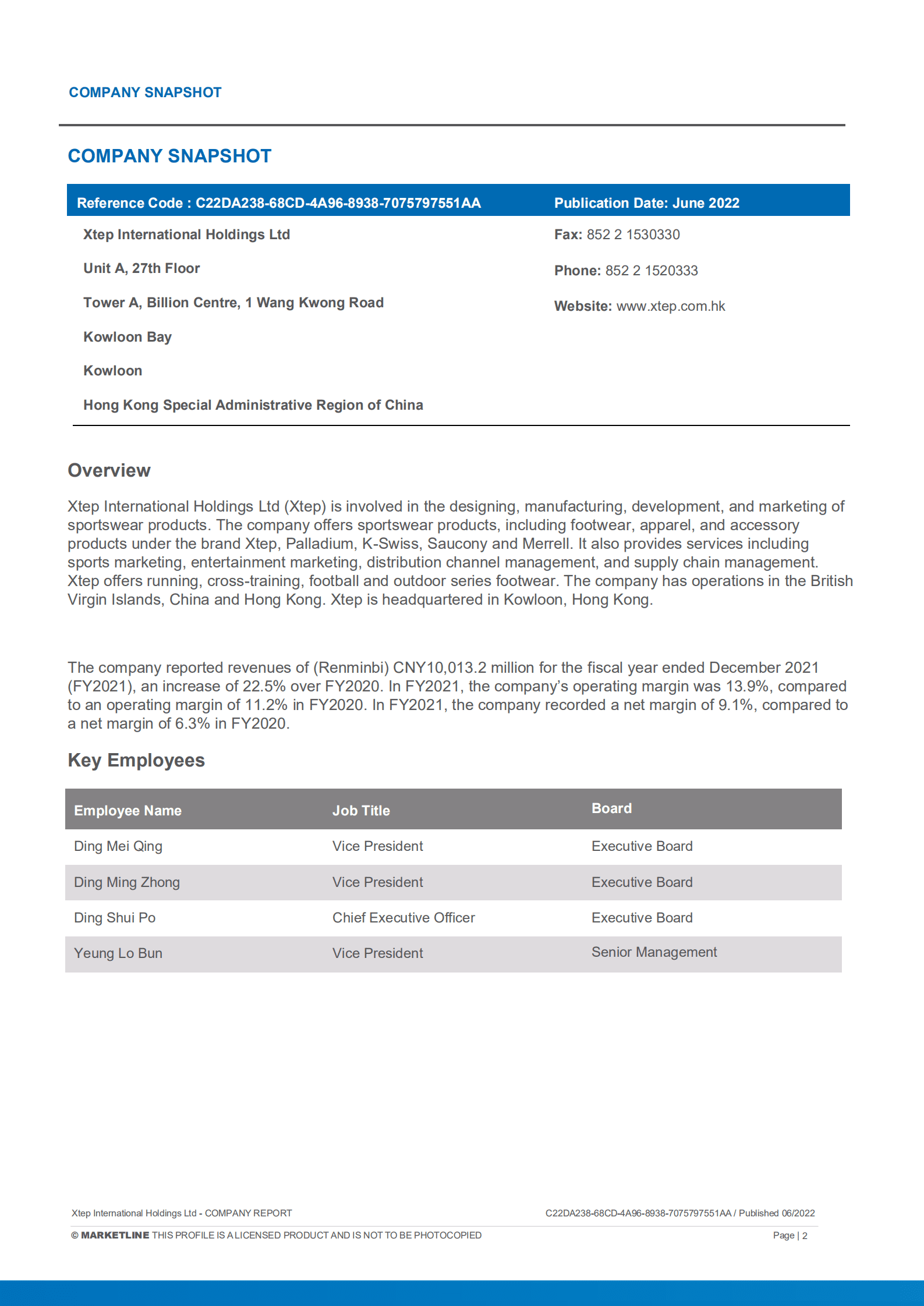 MarketLine：特步国际深度分析报告（英文版）.pdf | 先导研报