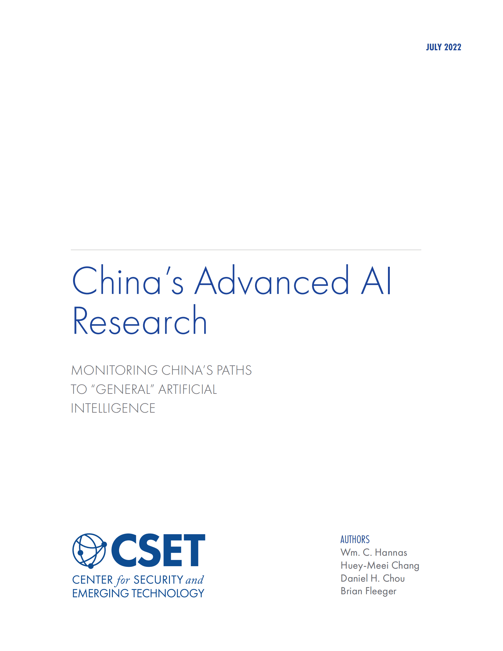 美国智库安全与新兴技术中心（CSET）：2022年中国先进人工智能发展现状分析报告（英文版）.pdf | 先导研报