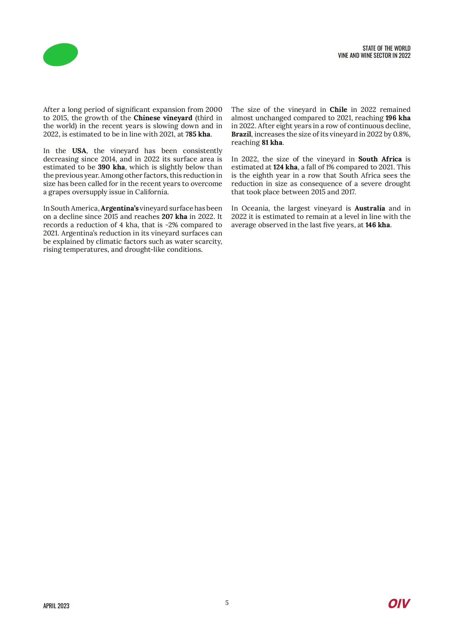 OIV：2022年全球葡萄种植和葡萄酒报告【英文版】 | 先导研报