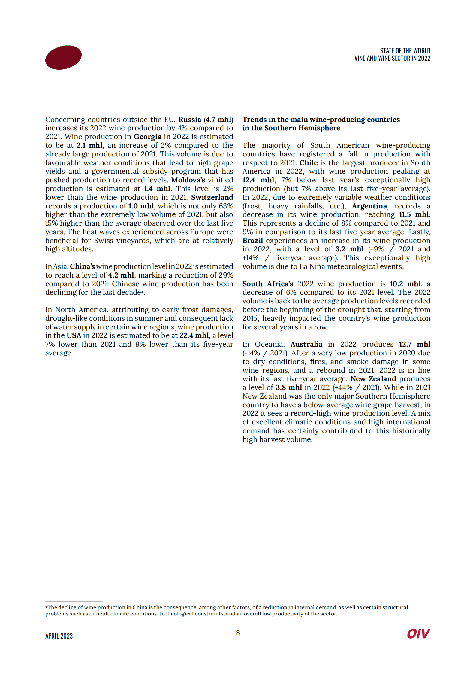 OIV：2022年全球葡萄种植和葡萄酒报告【英文版】 | 先导研报