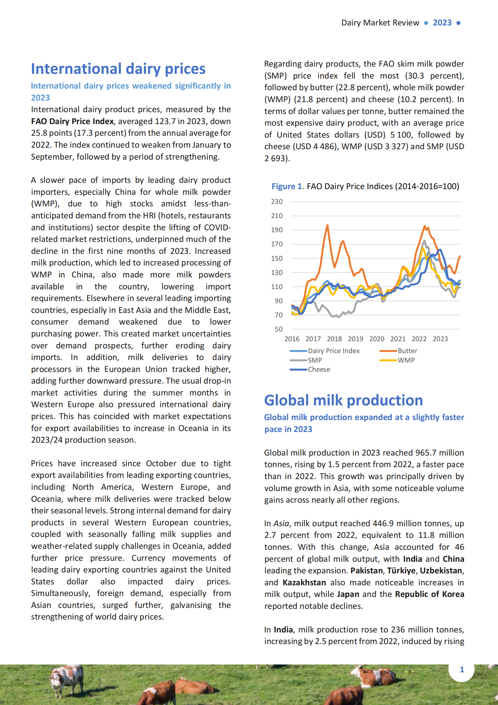 FAO联合国粮农组织：2023年度全球乳制品市场发展概况评估报告（英文版） | 先导研报